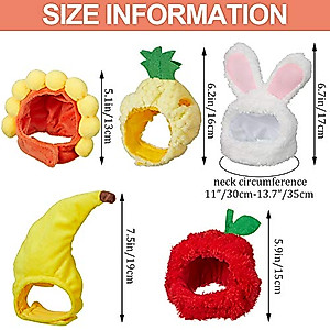 Weewooday 5 Pieces Cat Hat Cat Costume Bunny Hat with Ears Funny Banana Pineapple Cat Hat for Cats and Small Dogs Kitten Puppy Party Costume Accessory Headwear(Cute Style)