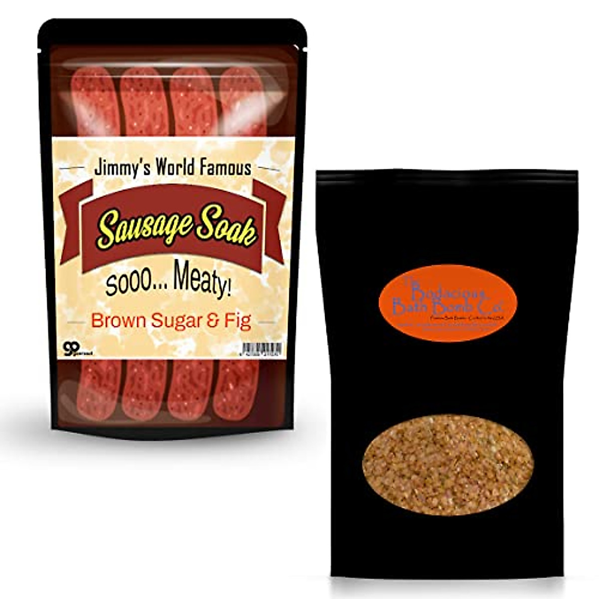 Jimmy’s Sausage Soak Bath Salts - Premium Bath Soak for Men - Brown Sugar and Fig Fragrance Shower Gift for Meat Lovers, Funny Stocking Stuffers and Gift Baskets for Dad Boyfriend Husband