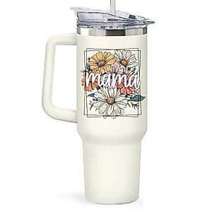 Noni Personalized Mama Tumbler, Custom Mama Tumblers With Handle And Straw, New Moms Gifts, Mothers Day Tumbler Gifts, Mommy Cups, Inspirational Mom Mug