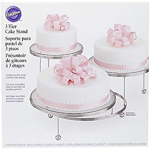 Wilton Cakes 'N More 3-Tier Cupcake and Cake Stand Display, Silver