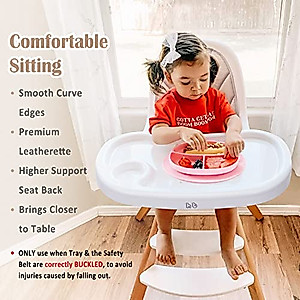 Baby High Chair with Double Removable Tray for Baby/Infants/Toddlers, 3-in-1 Wooden High Chair/Booster/Chair | Adjustable Legs | Easy to Assemble, Cream