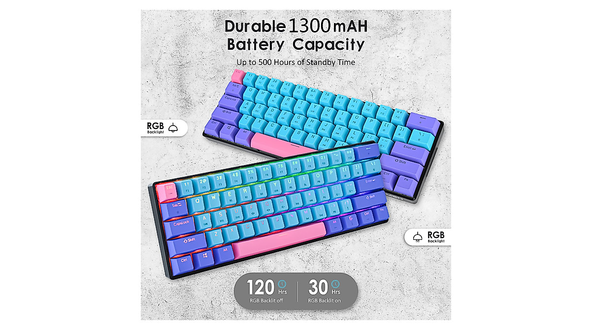 Surmen 60% Wireless Mechanical Gaming Keyboard RGB Hot-Swappable
