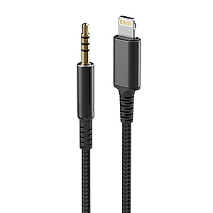 (Apple MFi Certified) Replacement Headphone Cable with iPhone Lightning Connector (3.5mm) Audio Aux Cord with Mic & Volume Control Remote (Compatible with Beats/Sony/Sennheiser and Audio Tech)