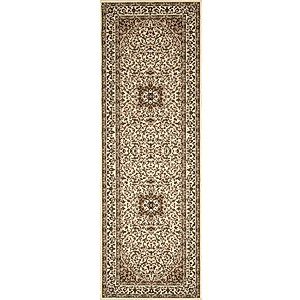 Traditional Oriental Cream Medallion Design 2' X 7'2" Runner Area Rug
