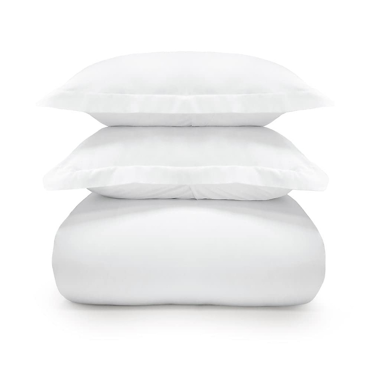 Jennifer Adams 400 Thread Count 3 Piece Cotton Sateen Duvet Cover and Sham Set (Queen/Full, White)