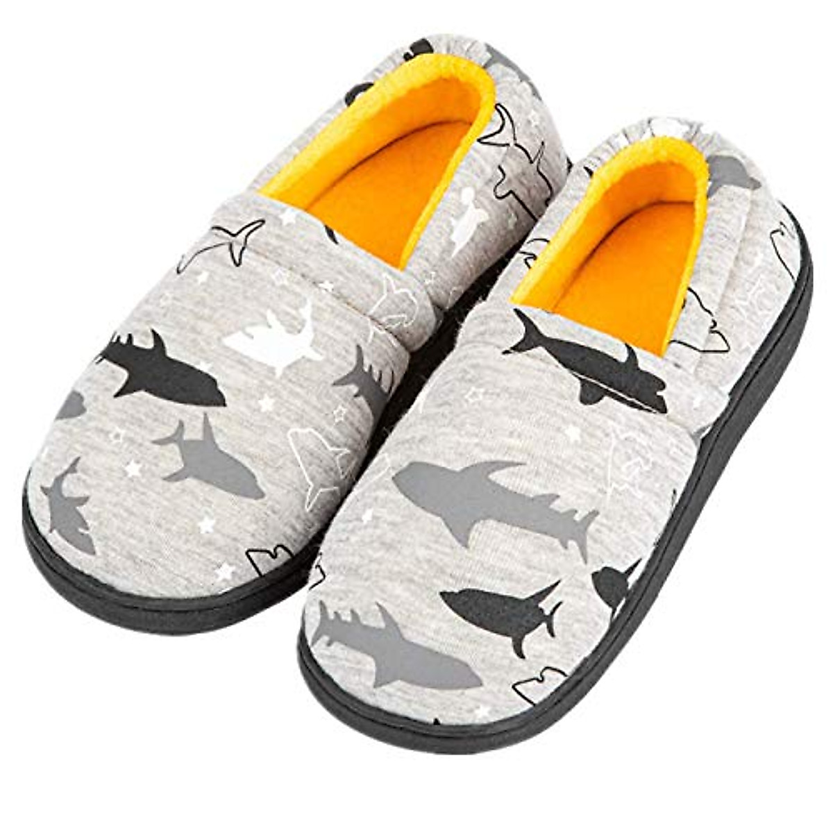 Forbeautiful Little Kids Big Boys House Slippers, Kids Fur Lined Warm Slip On Home Slippers Cute Winter Nonslip Indoor Dinosaur Slippers