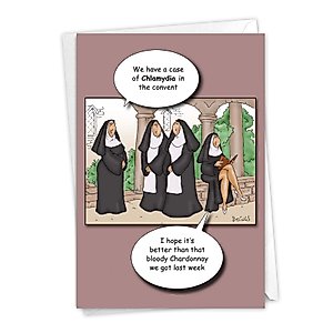 NobleWorks - 1 Funny Happy Birthday Card - Cartoon Humor for B-Day, Stationery for Men and Women - Convent 4437