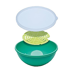 Jokari 2 Qt Self Draining Salad Bowl Set to Keep Fruit and Veggies Fresh and Crisp for Days. Includes Plastic Colander Style Strainer Plate that Nests Inside the Bowl and Tight Sealing Lid