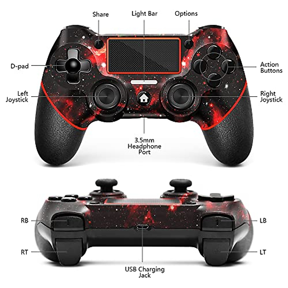 AceGamer Wireless Controller for Ps4 Gamepad Compatible with PS4/Pro/Slim/PC, With Double Vibration/Touchpad/Stereo Headphone Jack/Six-axis Motion