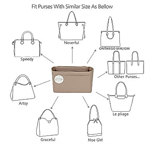 ETTP Purse Organizer Insert For Handbags, Tote Bag Organizer Insert, Handbag Organizer For Tote & Handbags, Compatible with Neverful Speedy and More (Small,Beige)
