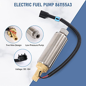 JDMSPEED New Electric Fuel Pump 861155A3 Replacement For Mercury Mercruiser Marine Boat 4.3L 5.0L 5.7L V6 V8 Carburetor Engines Low Pressure Fuel Pump Replaces 935432 18-8868 With Gasket