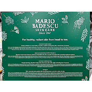 Mario Badescu Best of Body Essentials 4 Piece Kit, Skincare Gift Set Includes Lip Balm, Coconut Scrub, Coconut Body Butter & Special Hand Cream With Vitamin E