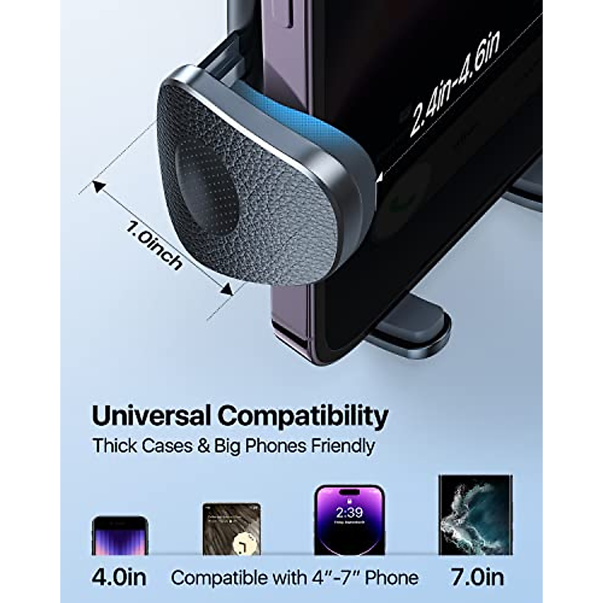 YRU Phone Mount for Car Vent [Upgraded Steel Clip], Sturdy Adjustable Shockproof Car Phone Holder, Handsfree Cell Phone Stand Cradle for iPhone 14 13 Pro Max, Samsung Universal Cellphone, Pickup Truck