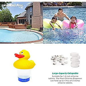 Chlorine Floater, Duck Collapsible Floating Pool Dispenser ，Fits 3" Chlorine Tablets，Release Adjustable for Indoor & Outdoor Swimming Pool Hot Tub SPA