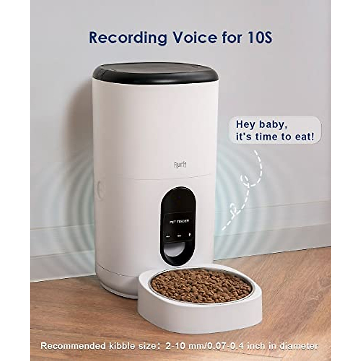 Flurff Automatic Cat Feeder, 6L WiFi Enabled Smart Pet Feeder with Stainless Steel Bowl, Auto Dog Feeder with APP Control, 1-10 Meals Per Day, 10s Voice Recorder