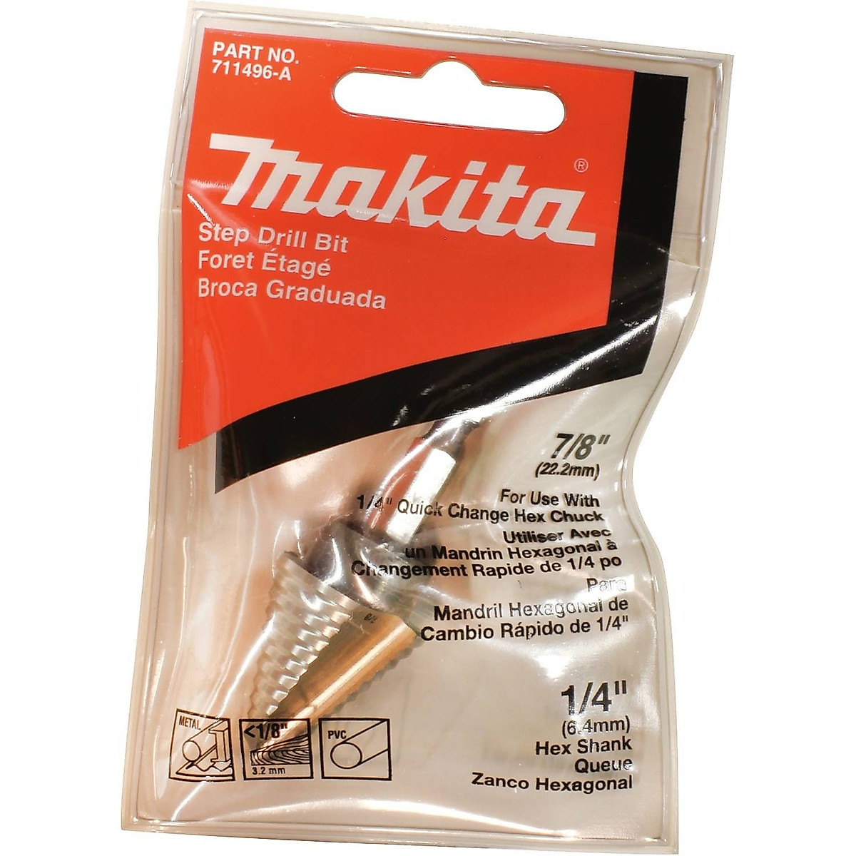 Makita 711496-A High Speed Steel Step Drill Bit, 7/8-Inch