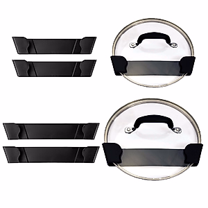 Pot Lid Organizer for Cabinet Door - Pan Lid Holder Cabinet Door - 6" & 9" Pot Lid Holder Wall Mount - Plastic Peel & Stick Cabinet Door Pan Lid Organizer - Lid Holder for Cabinet Door - 6 Pack