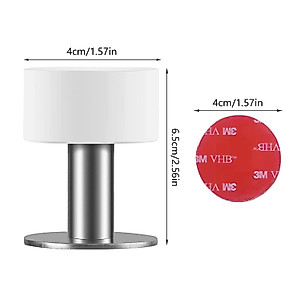 Door Stoppers with Extra Stickers, Self-Adhesive Door Stop with White Rubber & Stainless Steel Body - Sound Dampening Door Bumpers for Home & Office, Door stoppers for Bottom of Door (Medium-2.56inch)