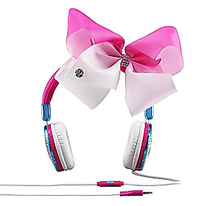JoJo Siwa Bow Fashion Headphones with Built-in Microphone for Video Call or Zoom Meeting, Wired Headphones & Travel Pouch Designed for Fans of JoJo Siwa Gifts
