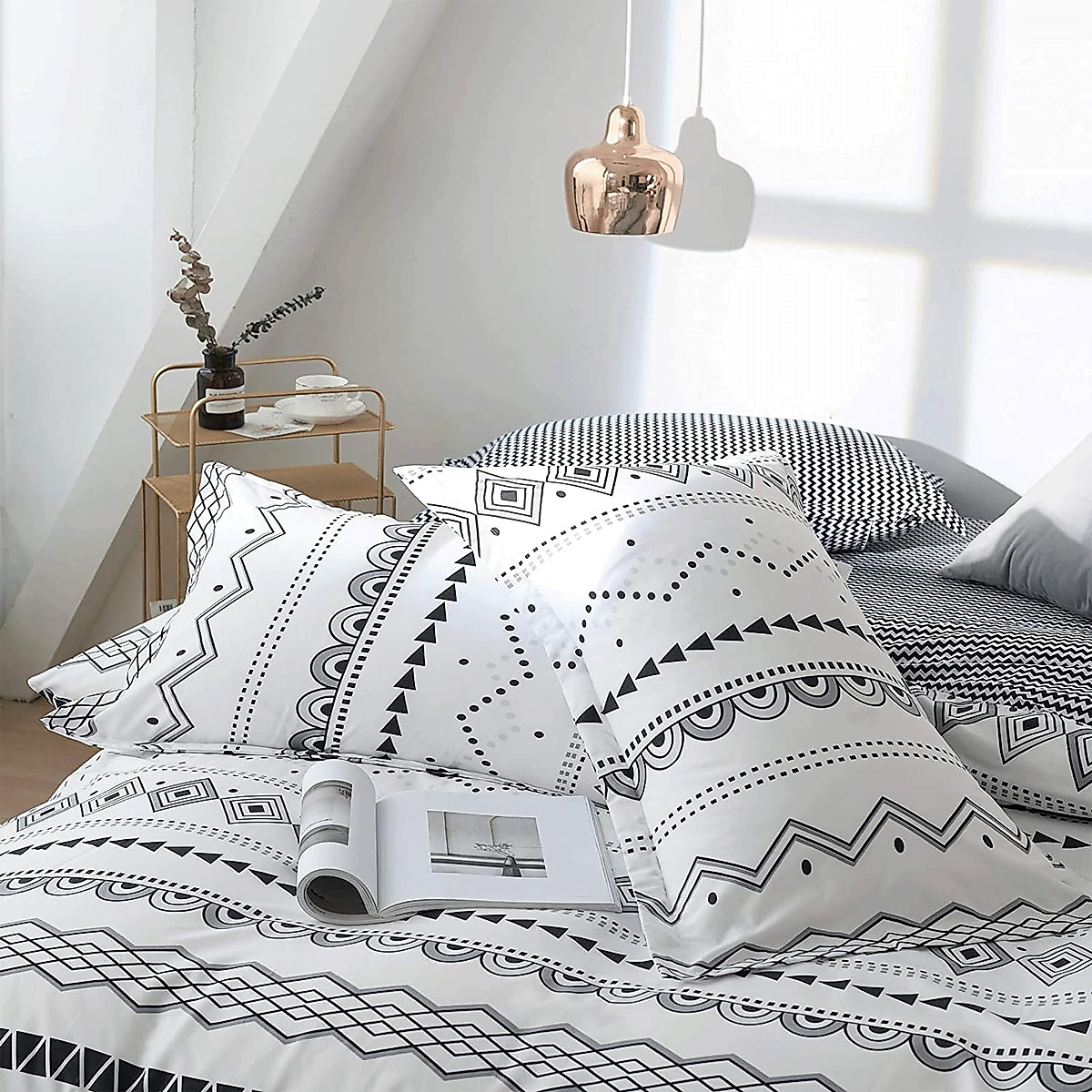 BUniq Duvet Cover Set King/Twin/Full/Queen Size, 3 Pieces (1 Duvet Cover + 2 Pillow Cases), Ultra Soft Washed Microfiber, Textured Duvet Cover with Zipper Closure, Four Corner Ties (Full,006)