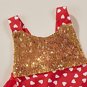 Yccutest Newborn Infant Baby Girl Valentines Day Bodysuit Outfit Toddler Onesie Sleeveless Heart Ruffle Romper Dress Headband (Red Romper Tulle Dress, 0-6 Months)