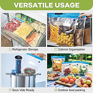 VMstr 60 PCS Food Vacuum Zipper Bags, Sous Vide Bags for Cooking(10.24 * 11.02in), Use with Food Handheld Vacuum Sealers