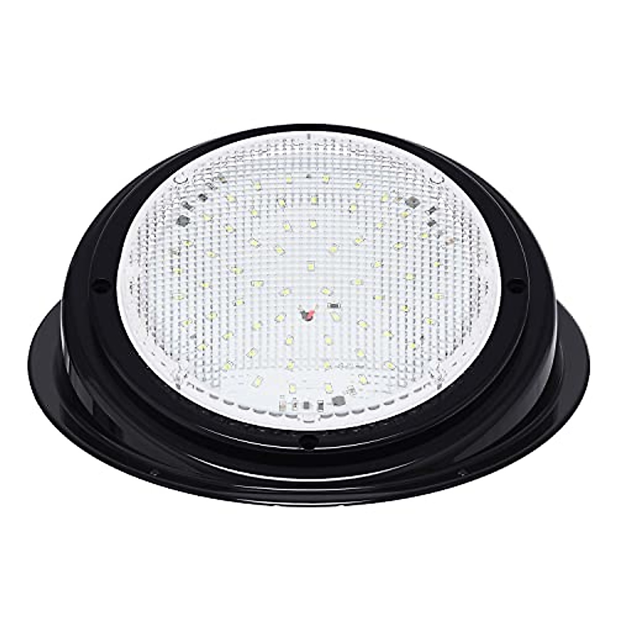 Leisure LED RV Trailer Camper 5th Wheel Black 8.5" Round Scare Porch 12V LED Light 600 LM with Angled Bezel (LED Light with Angle Bezel Black)