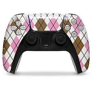 WraptorSkinz Skin Wrap compatible with Sony PS5 DualSense Controller Argyle Pink and Brown (CONTROLLER NOT INCLUDED)