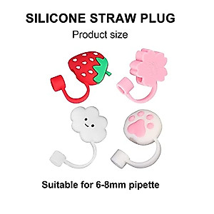 7pcs Straw Covers Cap for Drinking, Straw Tip Cap Reusable Straw Toppers, Anti-dust Straw Tips for 6-8 mm Straws Silicone