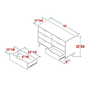 Walker Edison Modern 6-Drawer Dresser Bedroom Storage Organizer, 52 Inch, Black