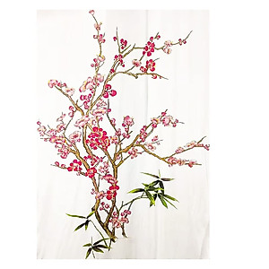 Kwedhonjh women's 100% silk kimono, short bathrobe pajamas, kimono pajamas (Plum white)