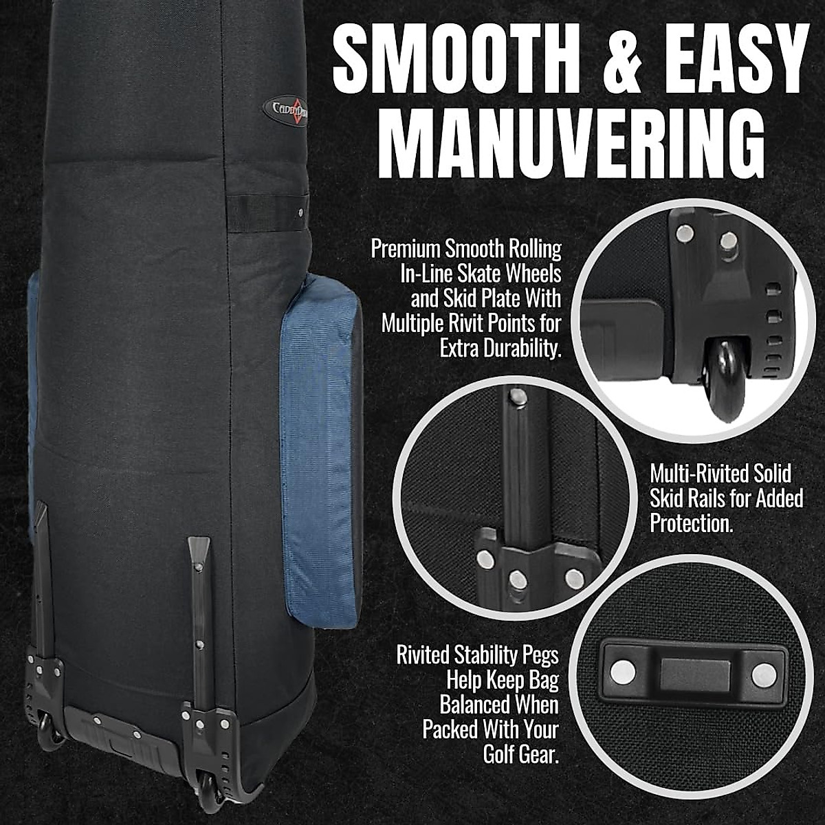 CaddyDaddy Golf CDYCON2NP Constrictor with North Pole Club Protector Golf Bag Travel Cover, Black/Navy