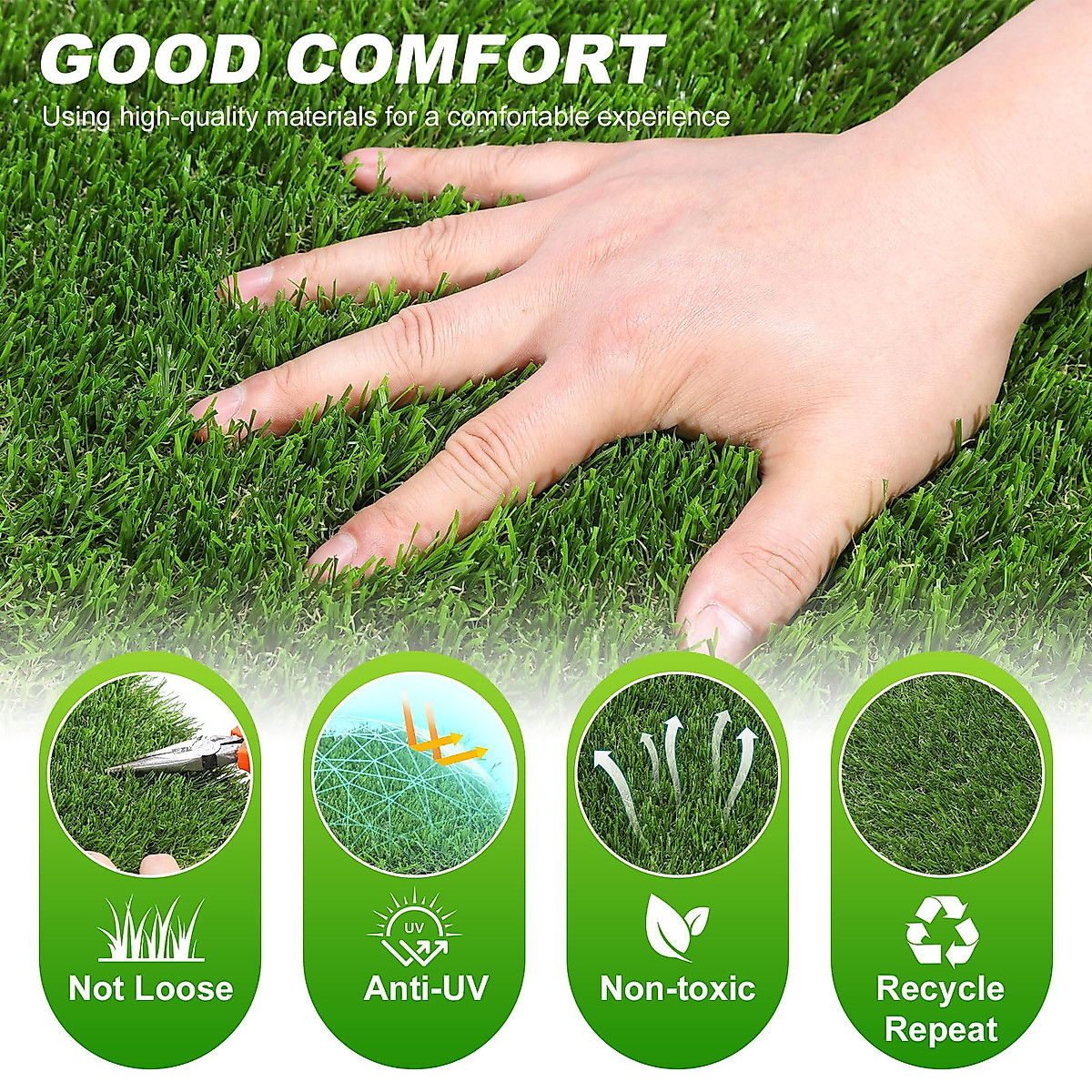 Artificial Grass Tiles Interlocking Turf Squares Deck 9 Pack -12"x12" Indoor Outdoor Faux Grass Rug with Drainage Holes-Fake Grass Tiles Self-draining for Garden Lawn Landscape Balcony Decoration