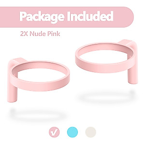 Handle For Stanley 14oz Quencher H2.0 FlowState Tumbler, Stanley Cup Accessories 14 oz, Stanley Tumbler Handle Attachment, Anti Slip, Car Cup Holder Friendly, Improved Grip, Pack of 2 (Pink, 14oz)