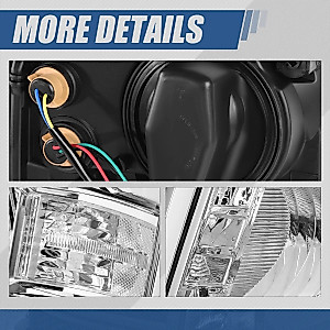 Auto Dynasty [Halogen Model] Factory Style Headlight Lamps Assembly Compatible with Chevy Silverado 1500 14-15, Driver and Passenger Side, Chrome Housing Clear Lens