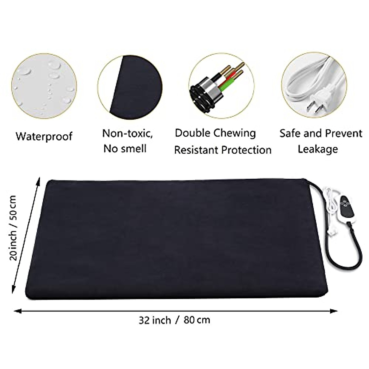 Pet Heating Pad for Dog Heating Pad for Cat Electric Mat Heated Pet Bed Mat Pet Heating Pad with Timer and Soft Washable Cover (X-Large:32" x 20")