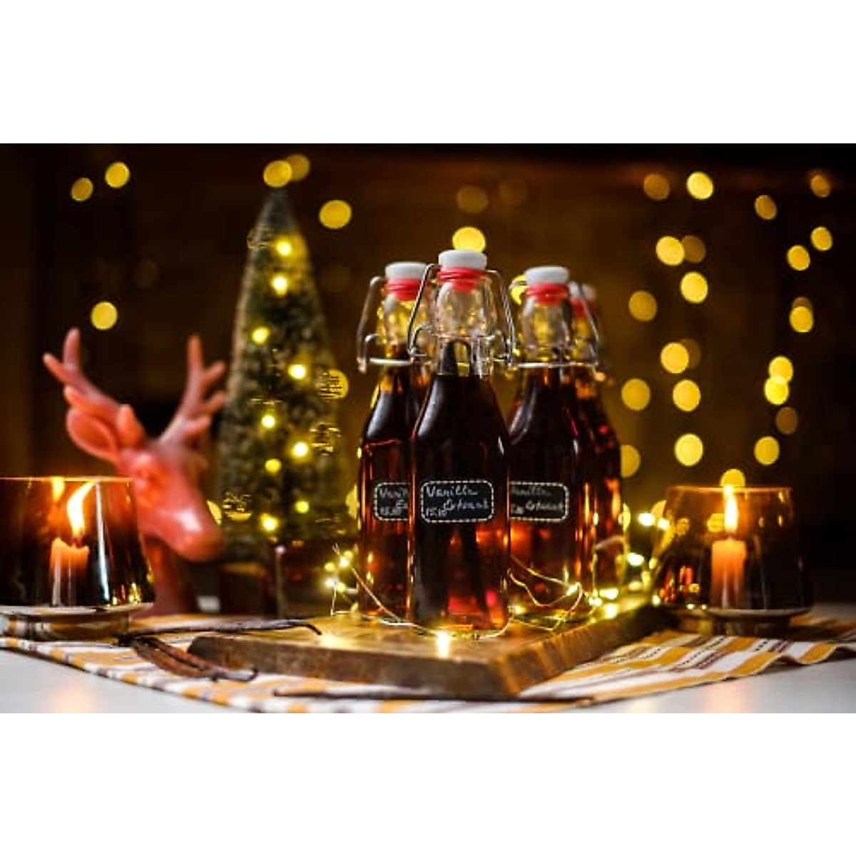 WILLDAN Set of 6-8.5oz Swing Top Glass Bottles - Flip Top Brewing Bottles For Kombucha, Kefir, Vanilla Extract, Beer - Airtight Caps and Leak Proof Lids, Bonus Gaskets and Funnel