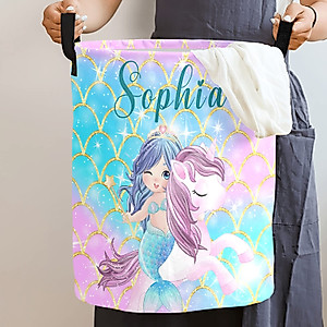 Custom Laundry Basket Name Pattern Laundry Basket Personalized Collapsible Laundry Hamper with Name Dirty Clothes Storage Basket with Handles (Multi37)