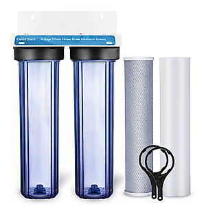 Geekpure 2 Stage Whole House Water Filter System with 20-Inch Big Clear Filter Housing -1" NPT