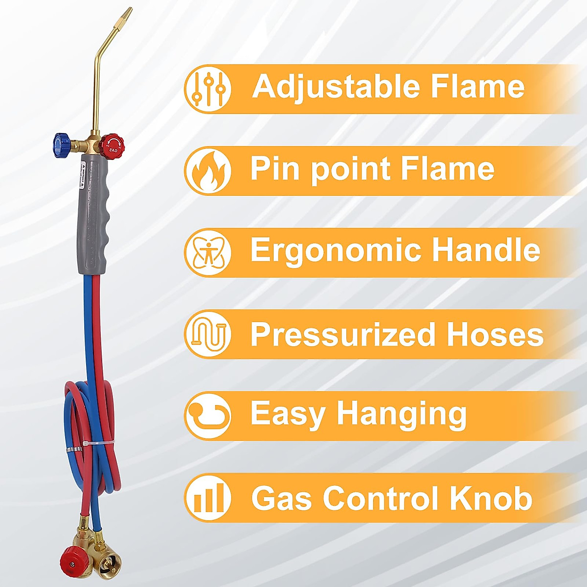 Brass Welding Torch Compatible with MAPP and Oxygen - Soldering, Welding, Heating, Plumbing Micro Mini Propane Torch with Brazing, Sparker, and Protection Glass