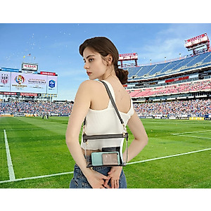 Y&R Direct 3-IN-1 Clear Zipper Crossbody Bag with Vegan Leather Trim Clear Purse for Stadium Festival Concert Gameday Gifts (Grey)