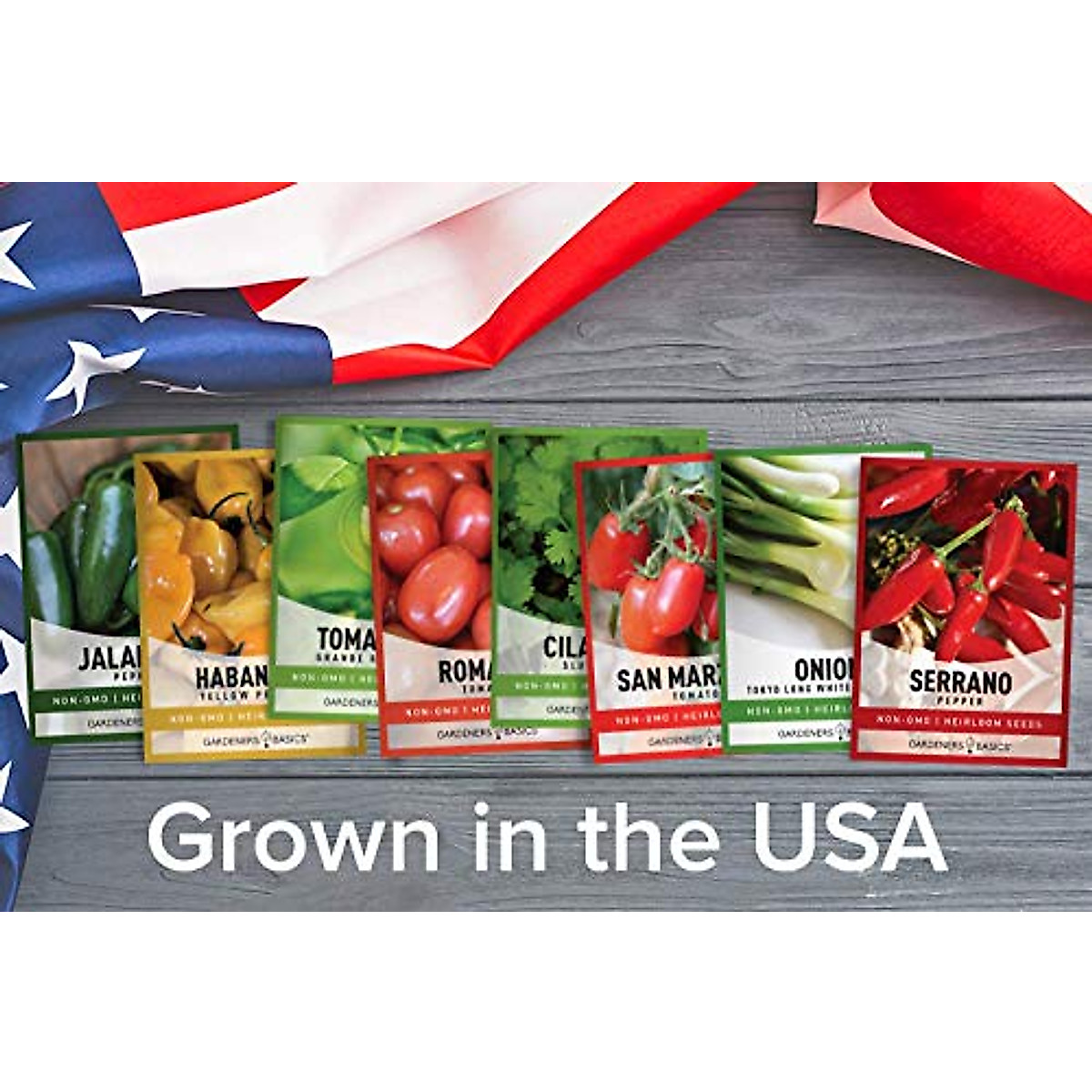 Heirloom Hot Salsa Growing Seed Packets 8 Varieties Habanero, Jalapeno, Serrano Peppers, Roma, San Marzano Tomato, Cilantro, Green Onion, Tomatillo for Garden Non-GMO Heirloom Gardeners Basics