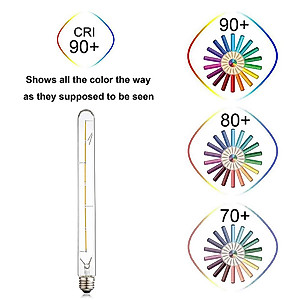 Dimmable Led Tubular Bulb 12W,3000K Soft White,T30 Long Tube Edison Led Vintage Filament Bulb,100W Equivalent,Clear Glass Cover, E26 Medium Base,4-Pack. (11.8in(300mm)-6W)