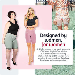 Undersummers Lace Slip Shorts, Shortlette Slip Shorts for Women Under Dress, Thigh Anti Chafing Shorts Women with Full Coverage (XL, Beige)