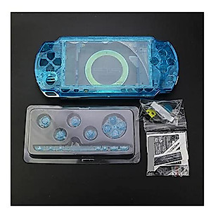 New Replacement PSP 1000 Full Housing Shell Cover with Buttons Screws Set - Clear Blue