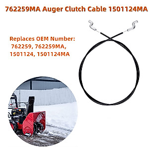 ZLIANGQ 762259MA Auger Clutch Drive Cable for Murray Craftsman Snow Throwers 1501124MA 762259