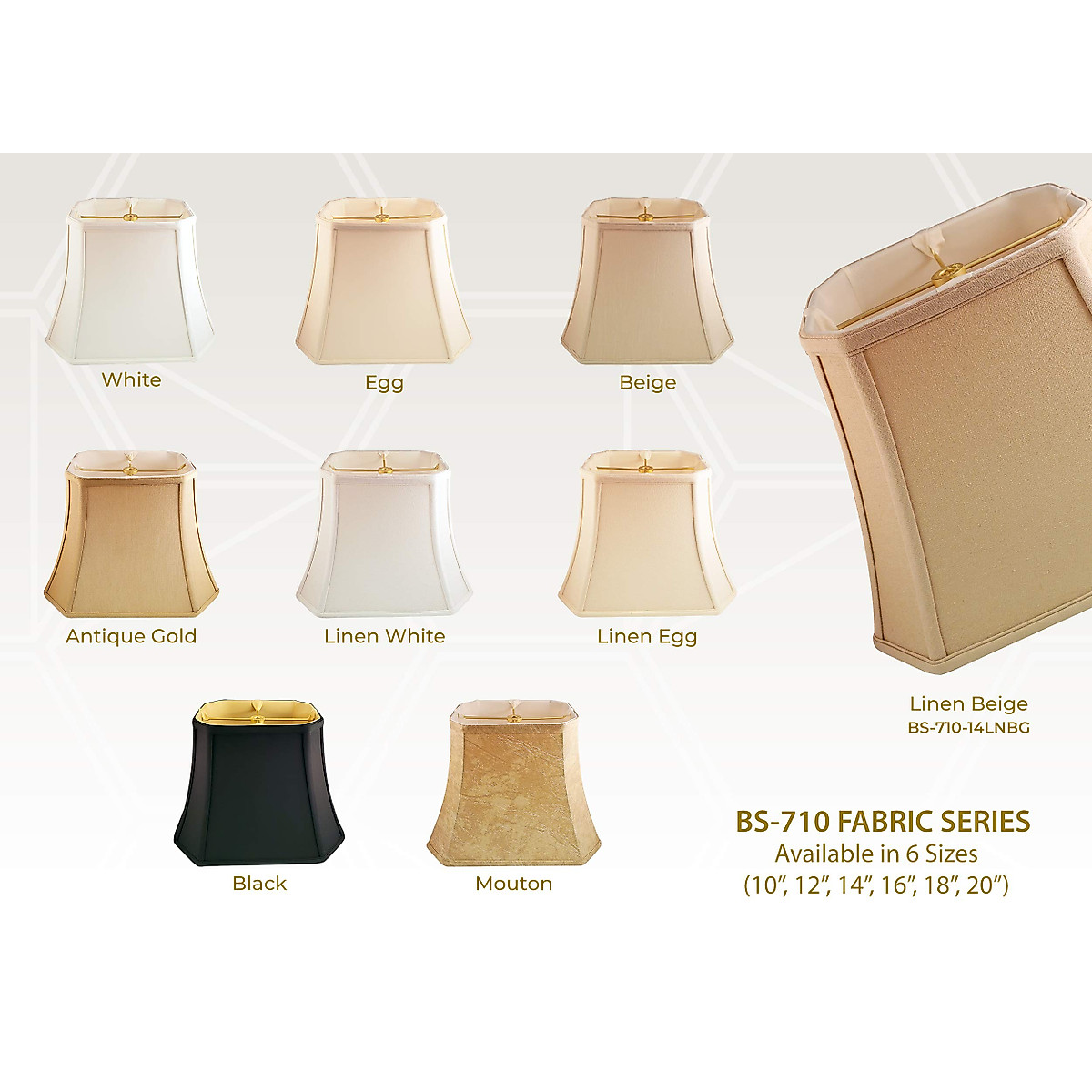 Royal Designs Rectangle Cut Corner Lamp Shade - Beige - (7 x 10) x (12.25 x 18) x 13.25