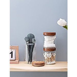 Kanwone Airtight Food Storage Containers with Bamboo lids set of 5, Stackable Food Storage Containers, Glass Canisters for Pantry, kitchen, Flour, Sugar, Tea, Coffee, Pasta, Cookies, Rice and Spice