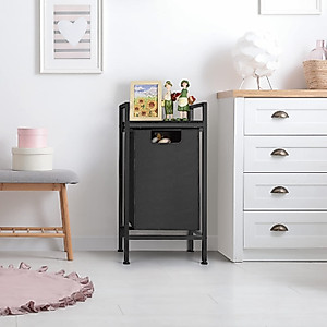 Laundry Hamper, Laundry Basket Laundry Room Shelves Hampers for Laundry with Removable Bag and Top Shelf Clothes Hampers for Small Space Laundry Sorter for Laundry Room Bedroom Bathroom, Rustic Brown