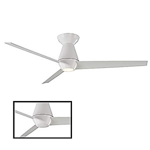 Slim Smart Indoor and Outdoor 3-Blade Flush Mount Ceiling Fan 52in Matte White with 3000K LED Light Kit and Remote Control works with Alexa, Google Assistant, Samsung Things, and iOS or Android App